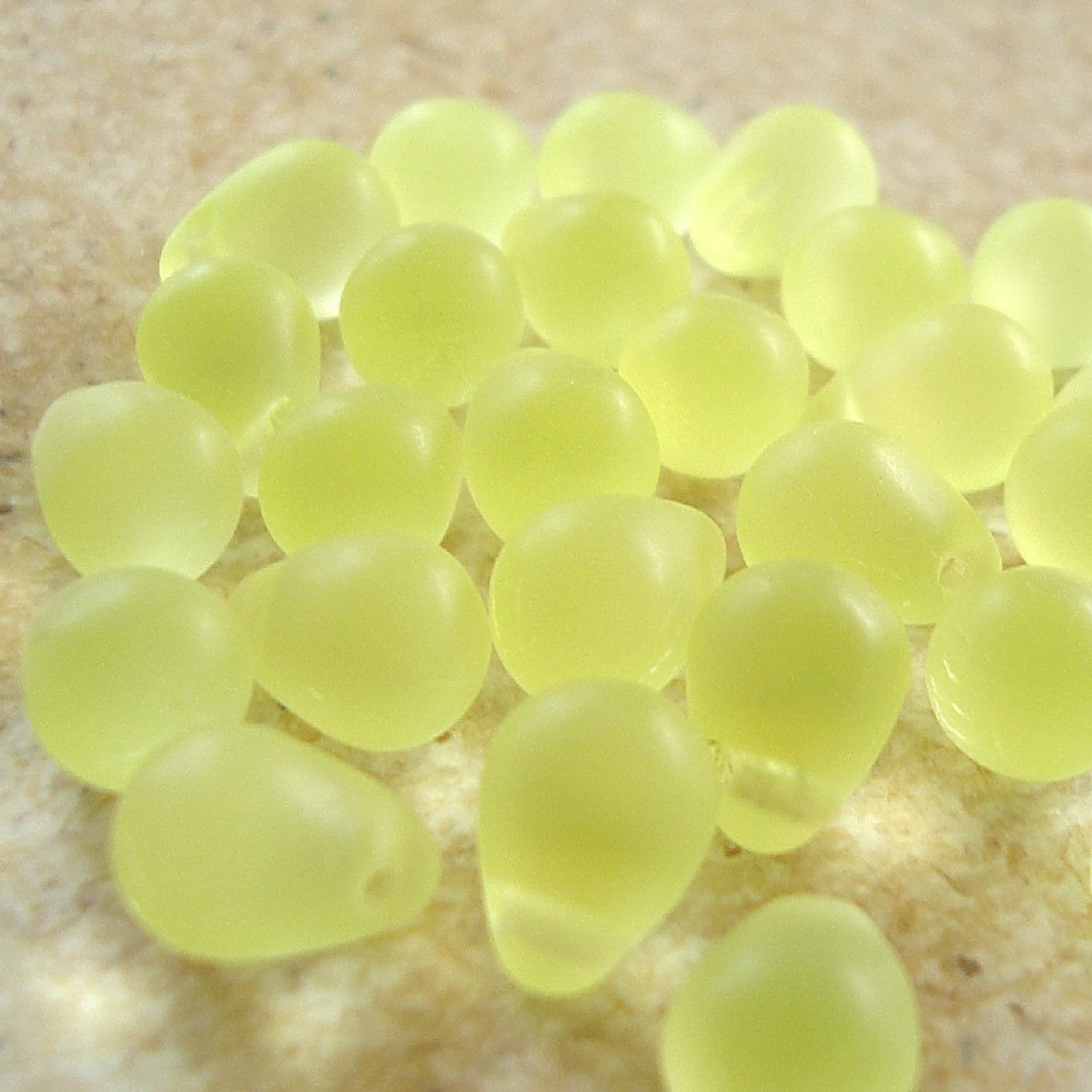 Czech Glass Beads 9 X 6mm Matte Lemon Yellow Smooth Teardrops | Etsy