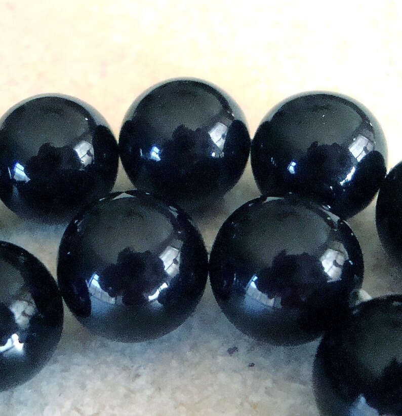 Shell Pearl Beads 12mm Lustrous True Black Shiny Smooth Rounds | Etsy