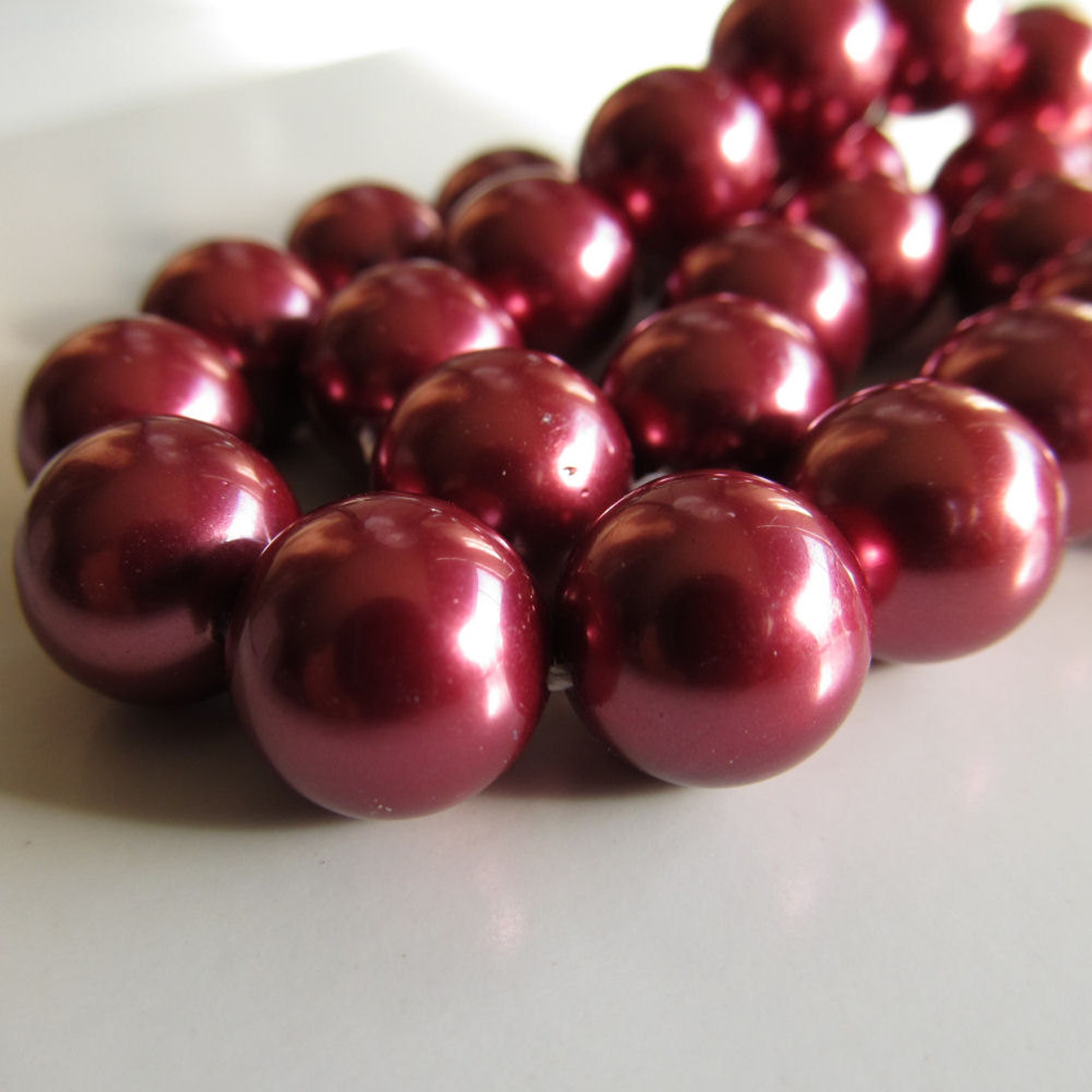 Shell Pearl Beads 12mm Lustrous Wine Red Shell Pearl Round | Etsy