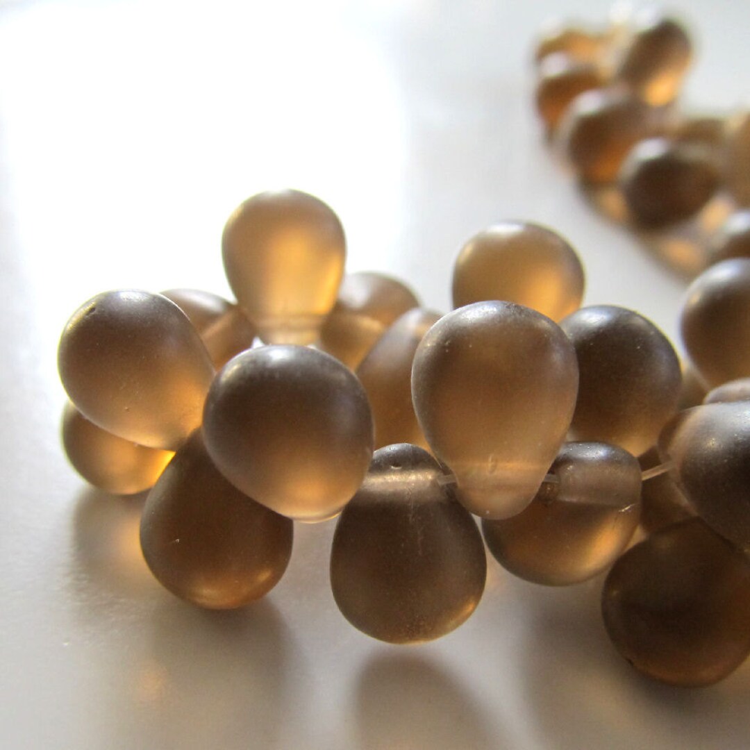 Czech Glass Teardrop Beads Chocolate Brown Frosted Smooth 9 X 6mm ...