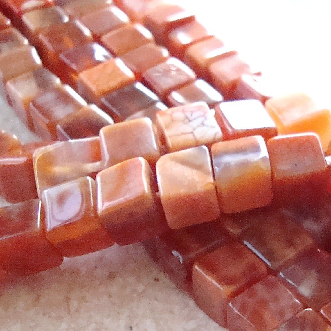 Fire Agate Beads 6mm Burnt Rust Orange Fire 3D Cubes 12 - Etsy