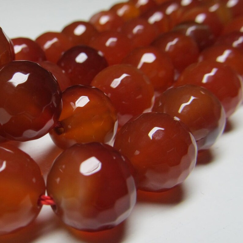 Agate Beads 12mm Rust Red Faceted Agate Round Beads 8 Pieces | Etsy