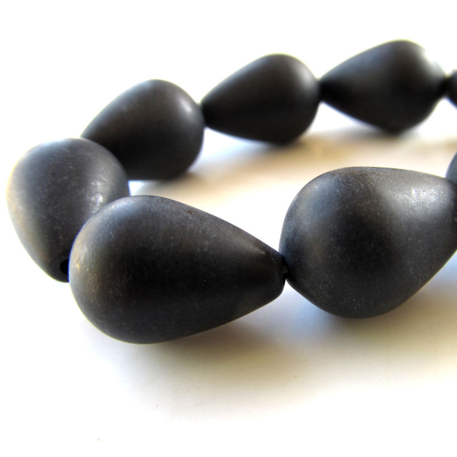 Onyx Beads 18 X 12mm Jet Black Onyx Smooth Frosted Matte | Etsy