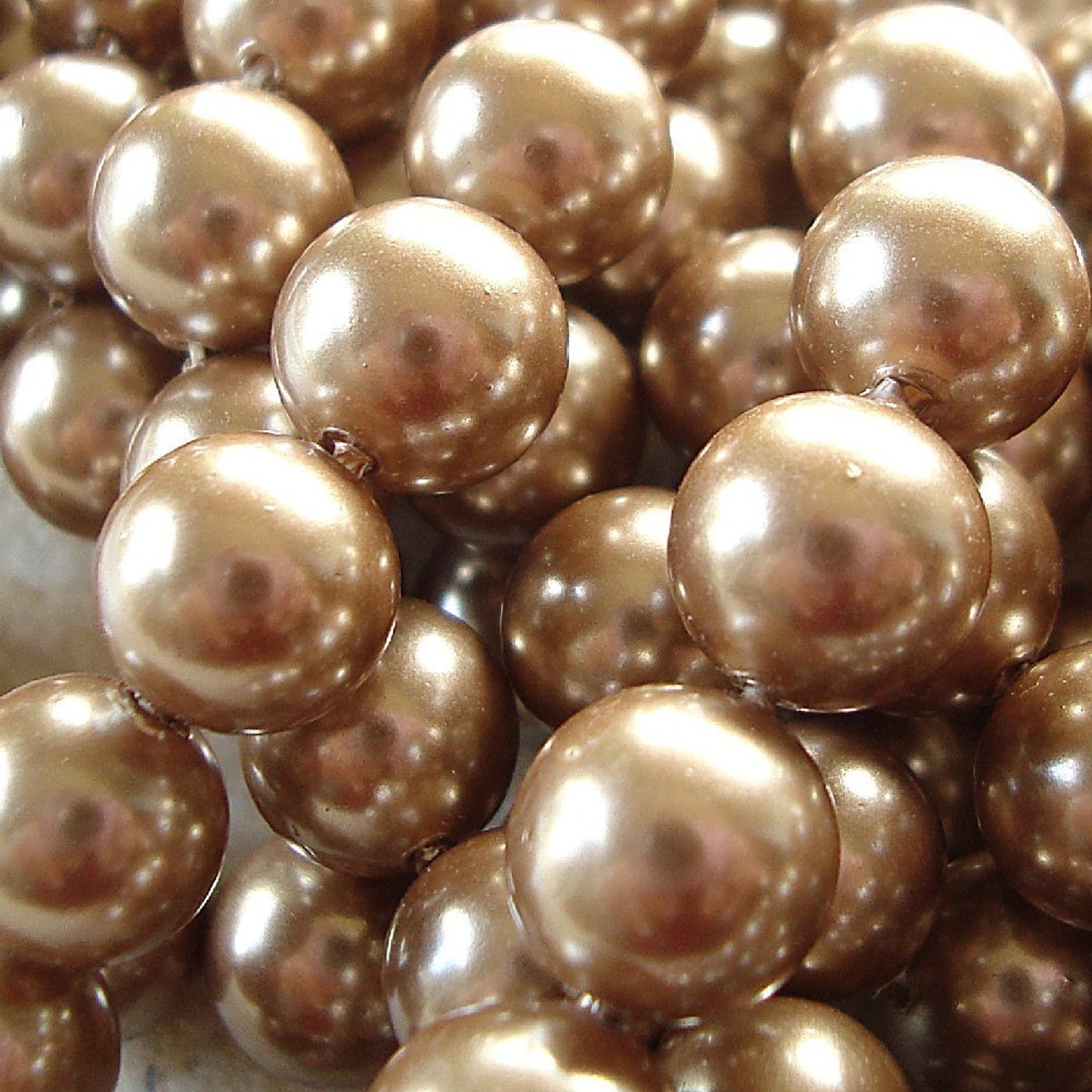 Shell Pearl Beads 8mm Lustrous Bronze Brown Smooth Rounds 8 | Etsy