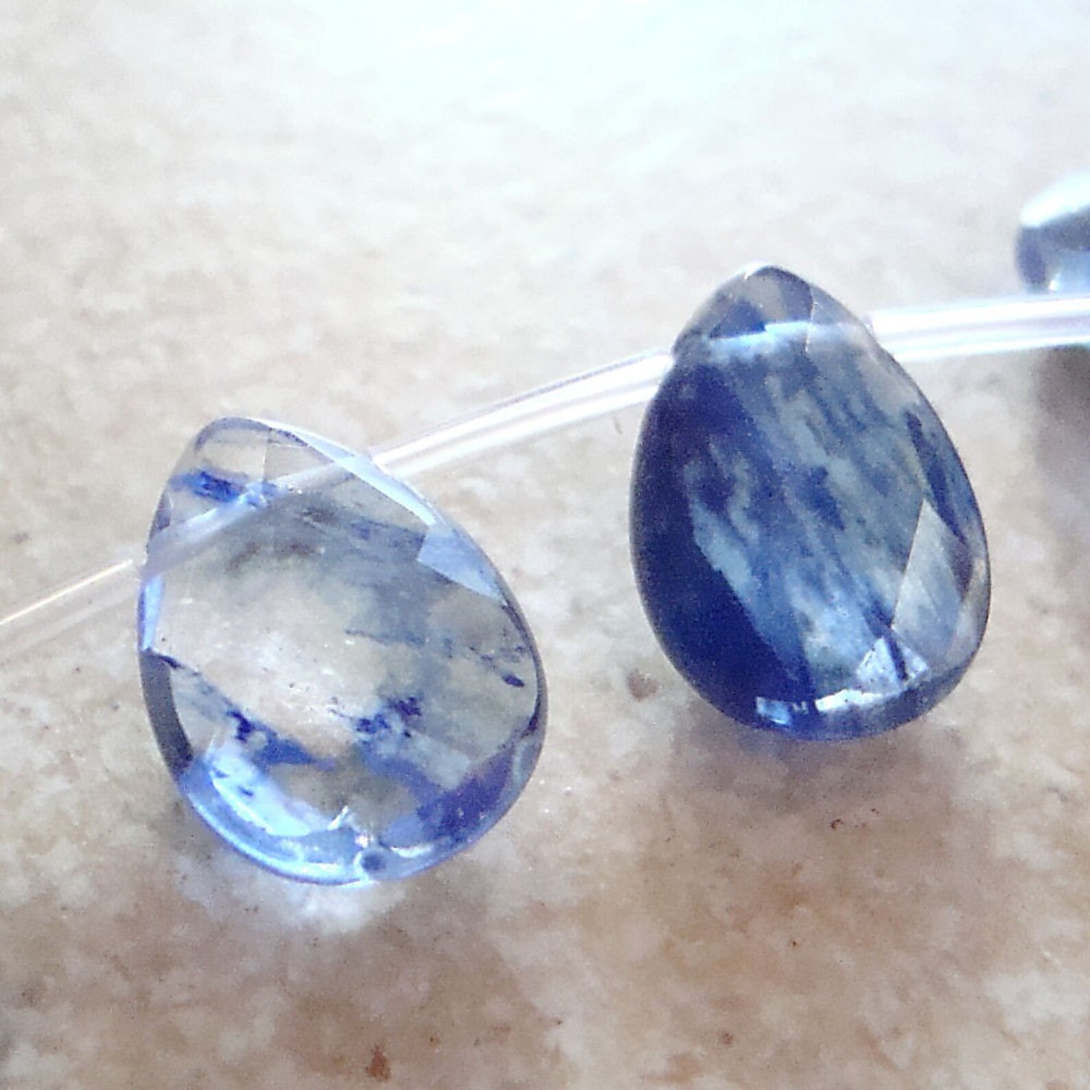 Glass Beads 14 X 10mm Brilliant Marble Blueberry Faceted Teardrops - 4 ...