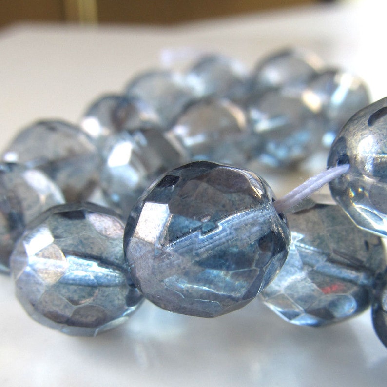 Czech Glass Beads 12mm Faceted Picasso Wedgewood Blue Rounds - Etsy