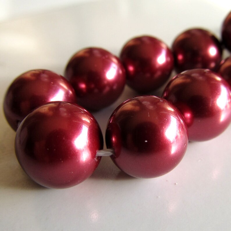 Shell Pearl Beads 12mm Lustrous Wine Red Shell Pearl Round | Etsy