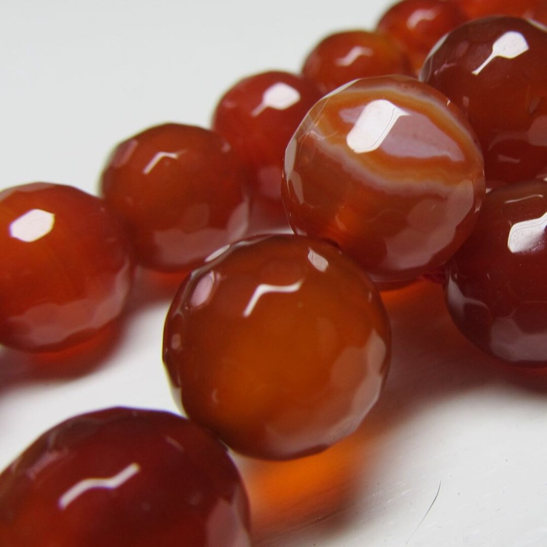 Agate Beads 12mm Rust Red Faceted Agate Round Beads - 8 Pieces - Etsy