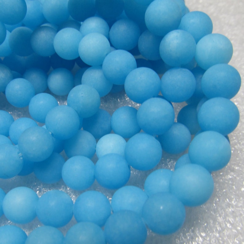 Jade Beads 8mm Baby Blue Sandblasted Matte Candy Smooth Rounds - 8 Inch ...