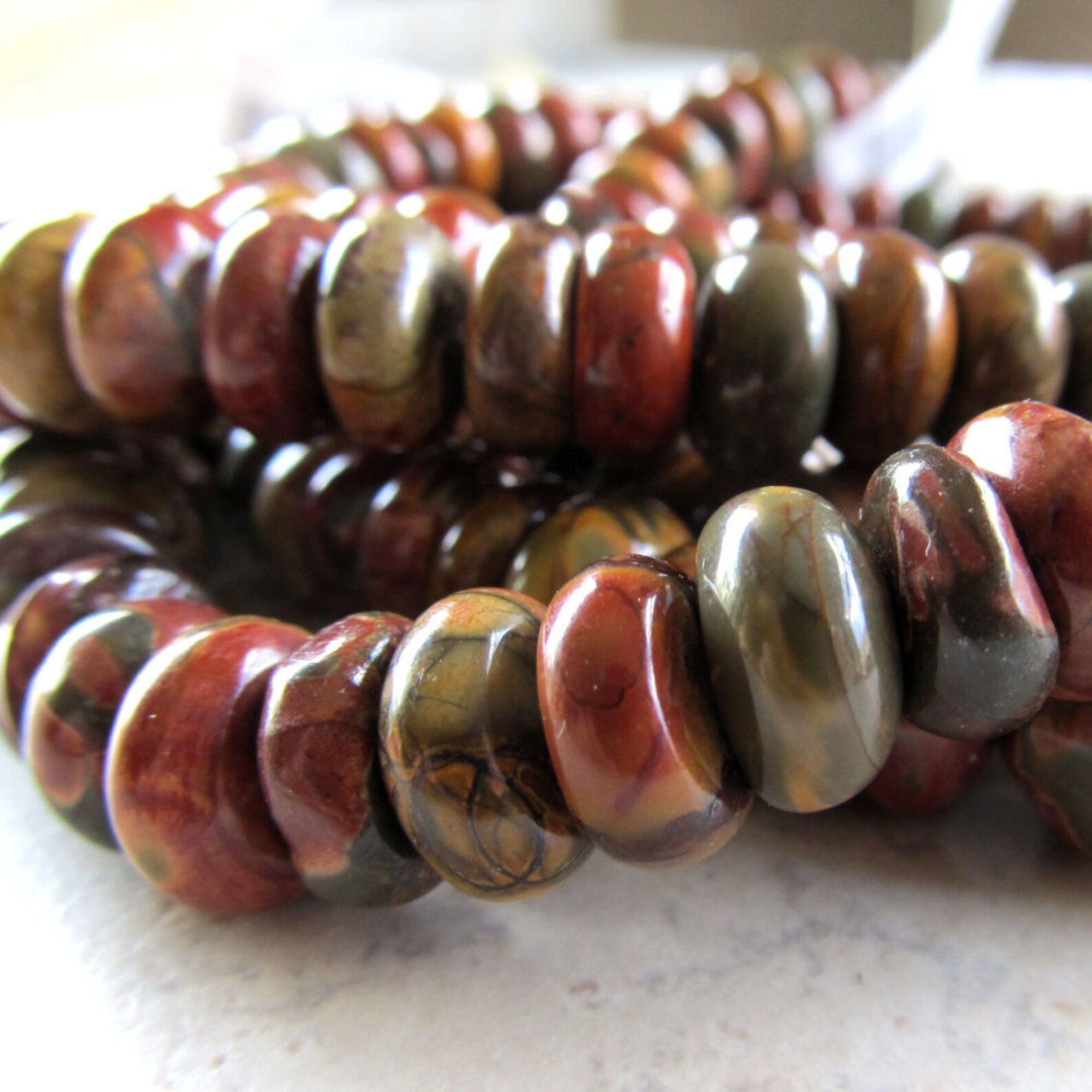 Jasper Beads 10 X 5mm Smooth Natural Picasso Jasper | Etsy