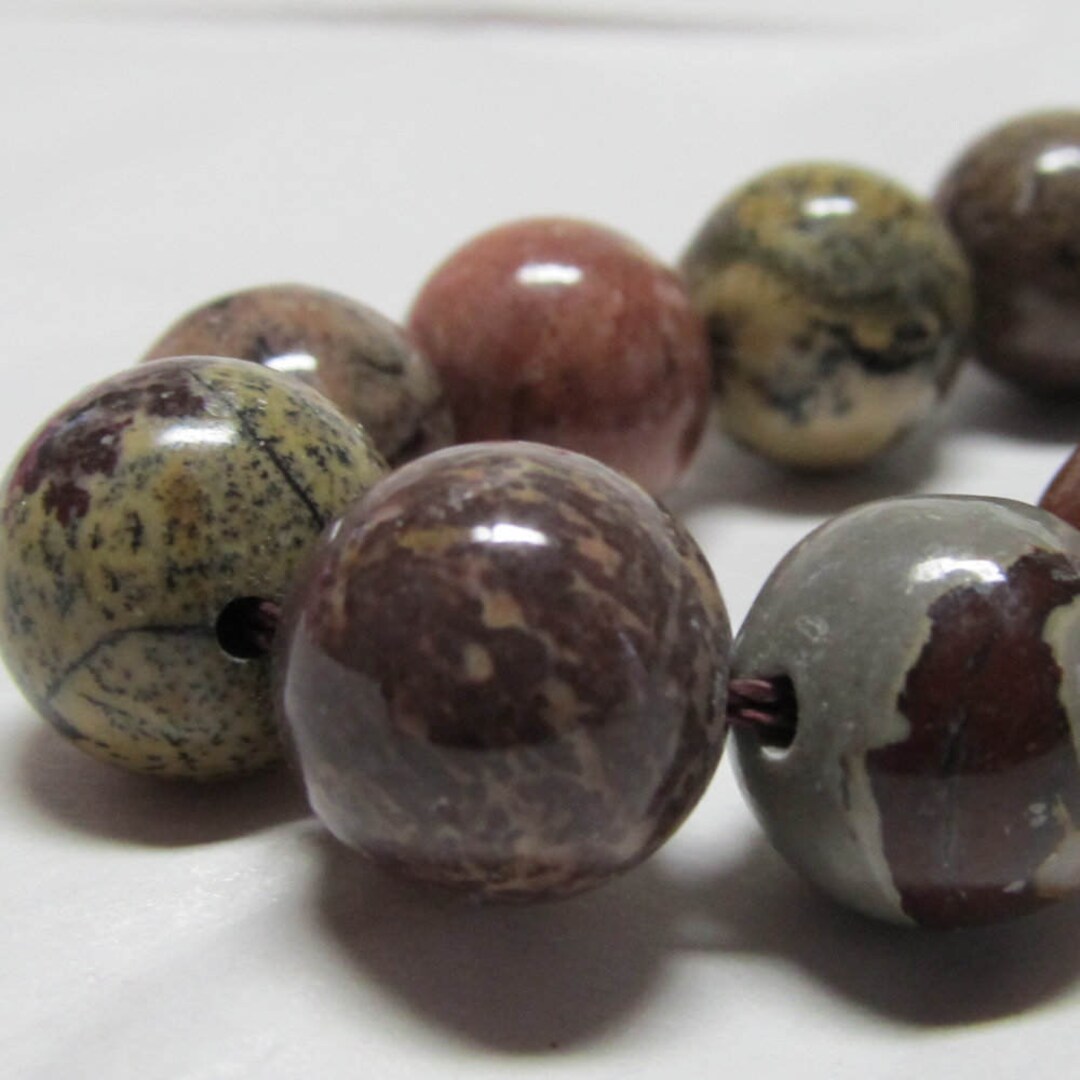 Jasper Beads 12mm Smooth Round Natural Artistic Jasper Multicolored ...