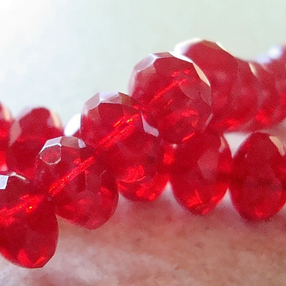 Czech Glass Beads 9 X 5mm Ruby Red Faceted Rondelles - 10 Pieces - Etsy