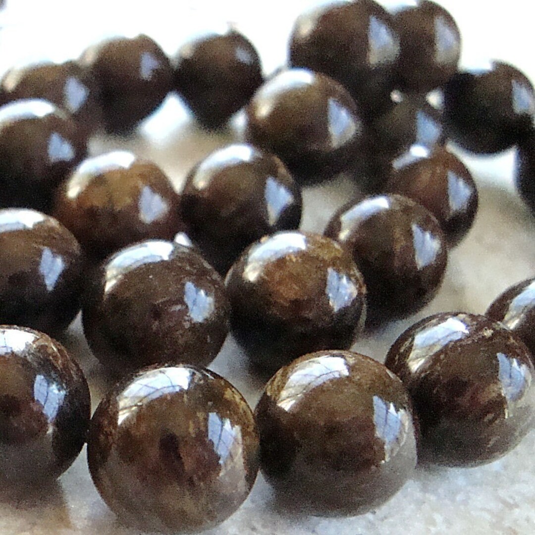 Bronzite Beads 6mm Lustrous Chocolate Brown Smooth Rounds - 8 Inch ...