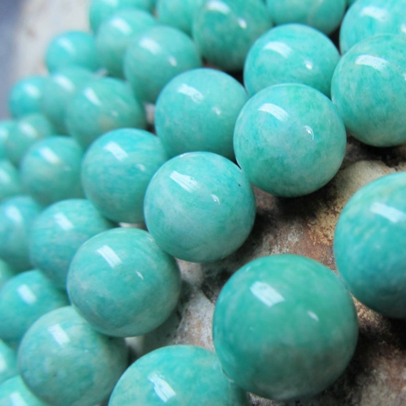 Amazonite Beads 10mm Aqua Blue/green Swirled Russian Amazonite | Etsy