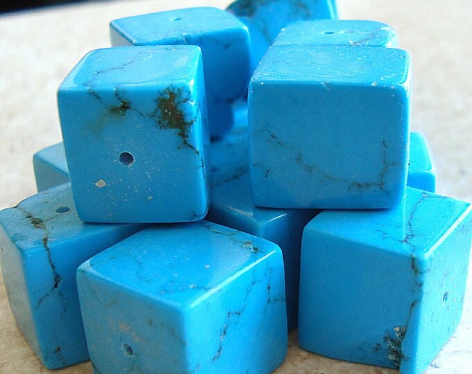 Turquoise Beads 12mm Natural Aqua Blue 3D Cube Squares - 6 Pieces - Etsy