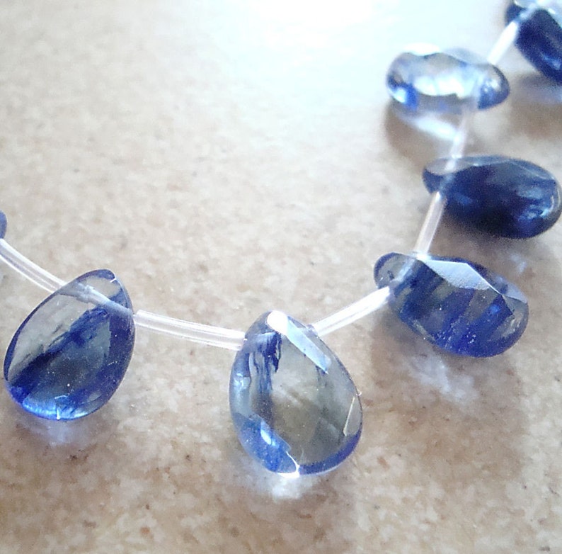 Glass Beads 14 X 10mm Brilliant Marble Blueberry Faceted Teardrops - 4 ...