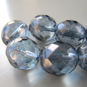 Czech Glass Beads 12mm Faceted Picasso Wedgewood Blue Rounds - 8 Pieces ...