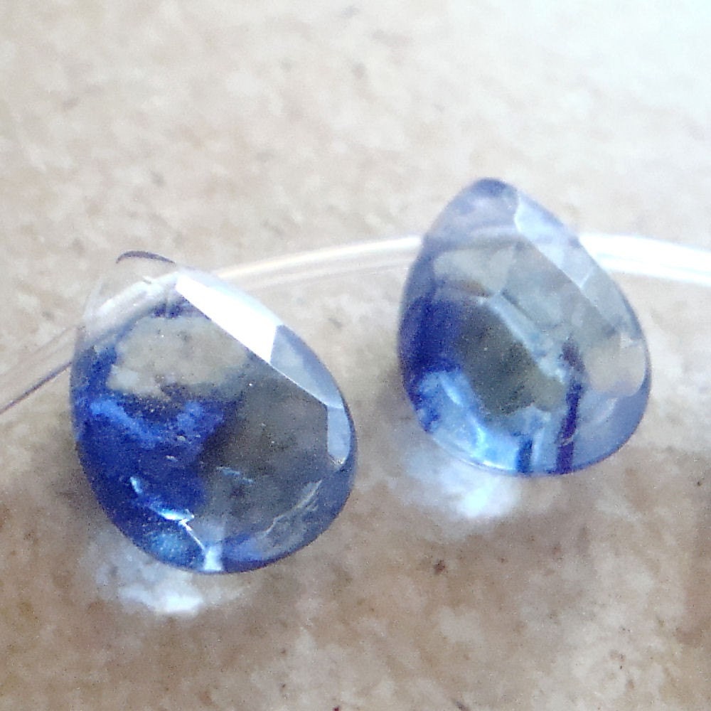Glass Beads 14 X 10mm Brilliant Marble Blueberry Faceted Teardrops - 4 ...