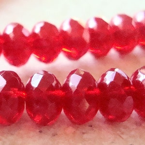 Czech Glass Beads 9 X 5mm Ruby Red Faceted Rondelles - 10 Pieces - Etsy