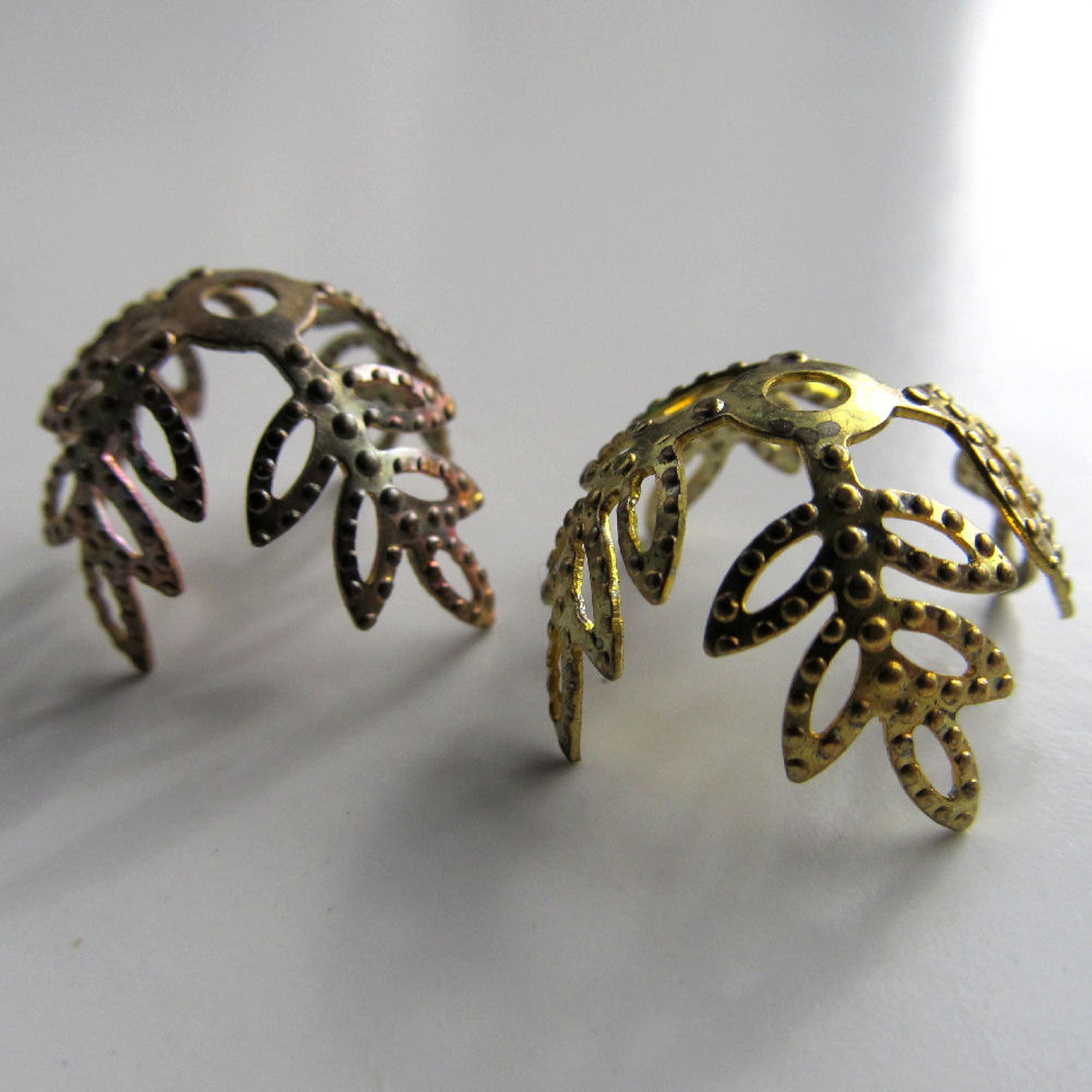 Brass Findings 12mm Vintaj Natural Brass Ornate Leaf Bead Caps - 4 ...