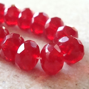 Czech Glass Beads 9 X 5mm Ruby Red Faceted Rondelles - 10 Pieces - Etsy