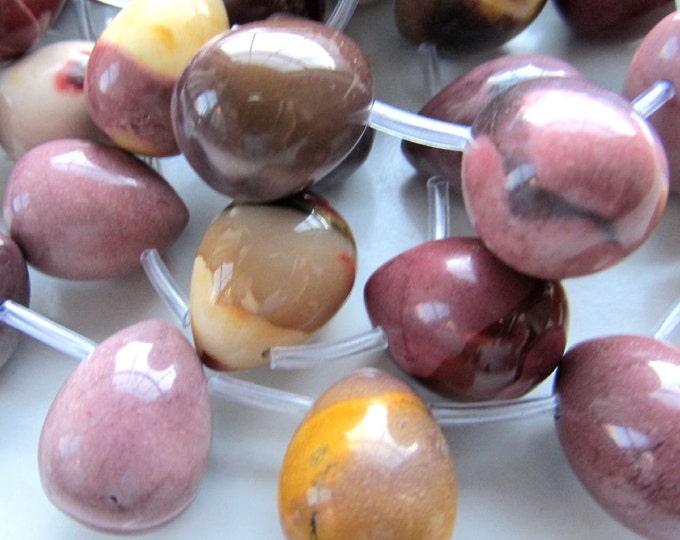 Mookaite Beads 20 X 15mm Smooth Mookaite Multi Colored Full Briolettes ...