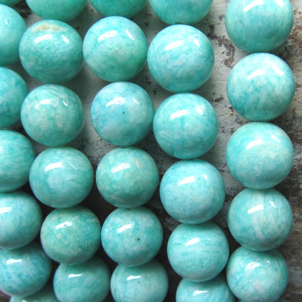 Amazonite Beads 10mm Aqua Blue/Green Swirled Russian Amazonite | Etsy