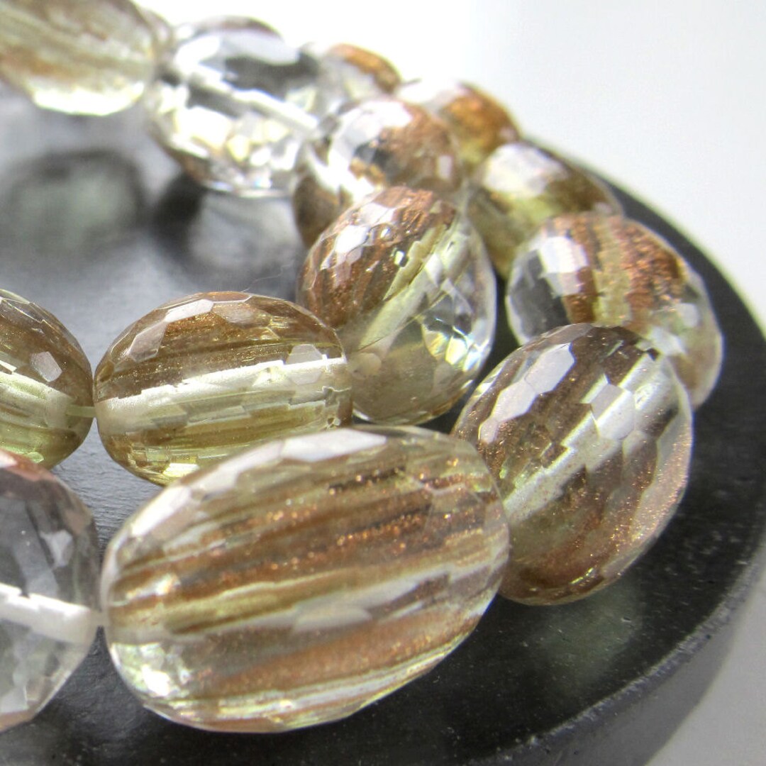 Faceted Gold Sand Quartz Beads: Graduated Oval Strand, 16 Inch - Etsy