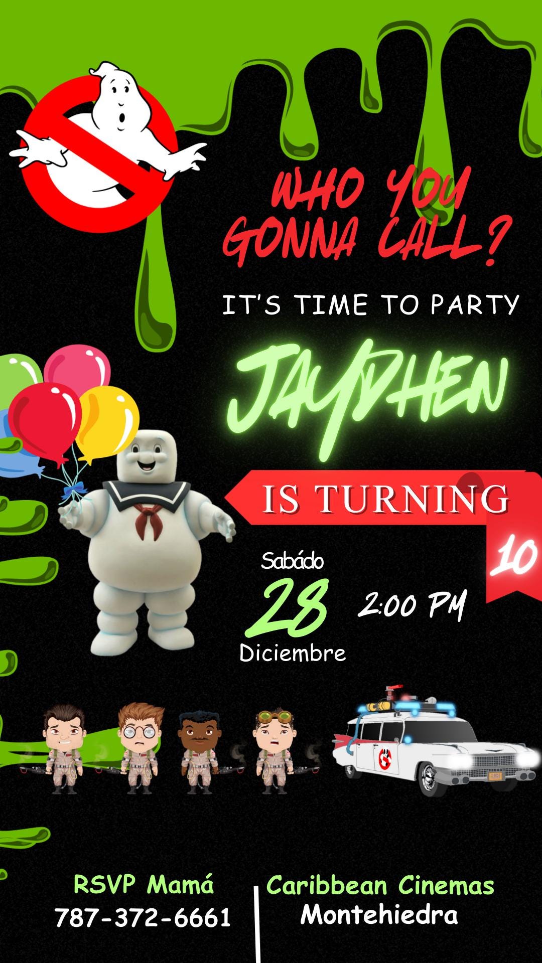 Ghostbusters Editable Birthday Invitation Template, Kids Party Invite ...