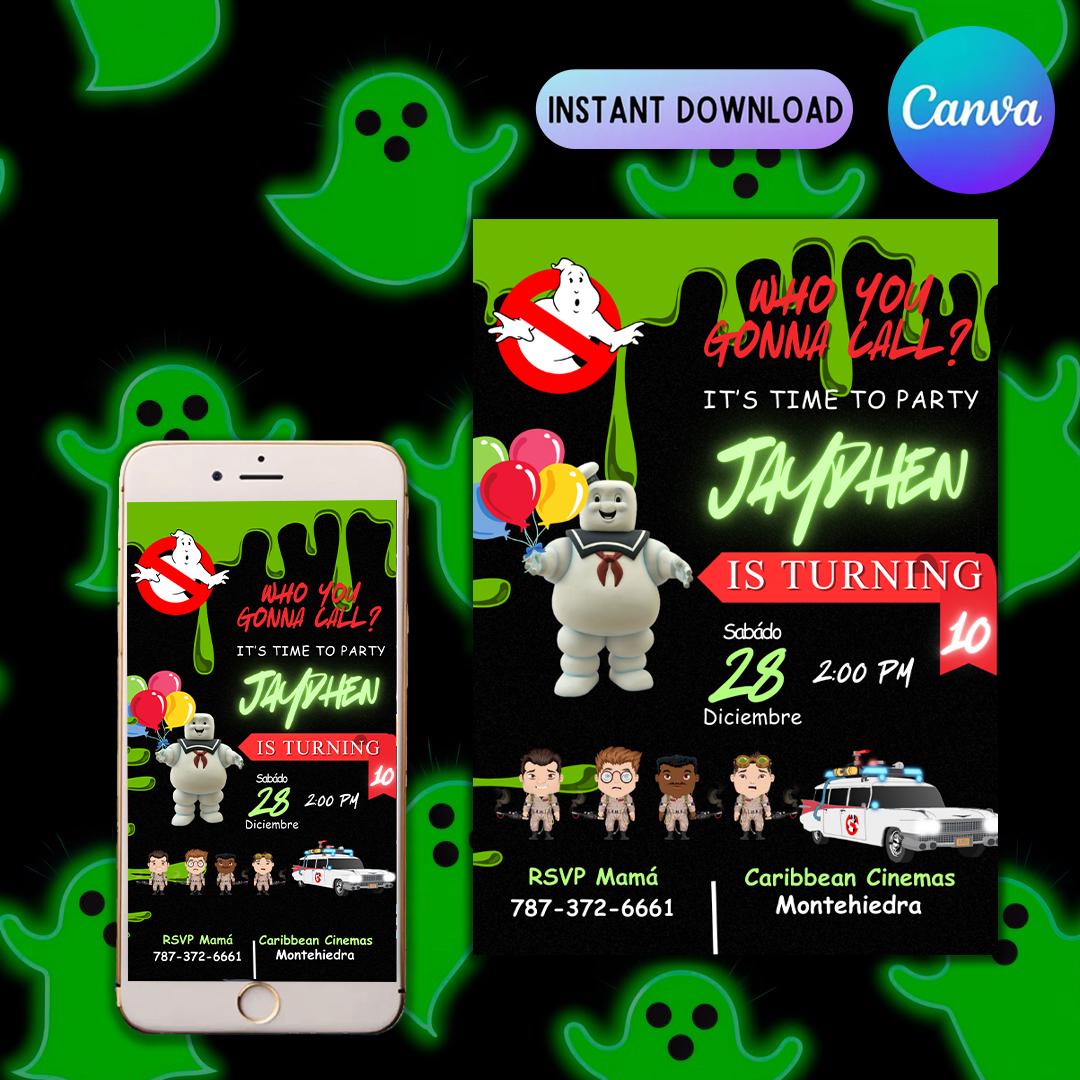 Ghostbusters Editable Birthday Invitation Template, Kids Party Invite ...
