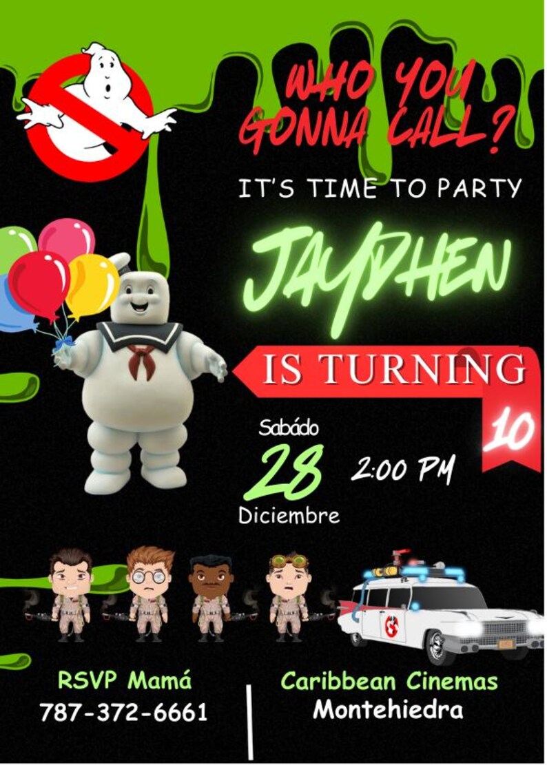 Ghostbusters Editable Birthday Invitation Template, Kids Party Invite ...