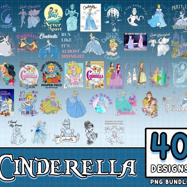 Cinderella Princess 40 Design Bundle Png Cinderella Png Cinderella ...