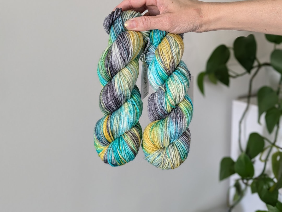 Hand Dyed Merino Wool Yarn: "tropical Love Birds" - Blue, Green, Yellow ...