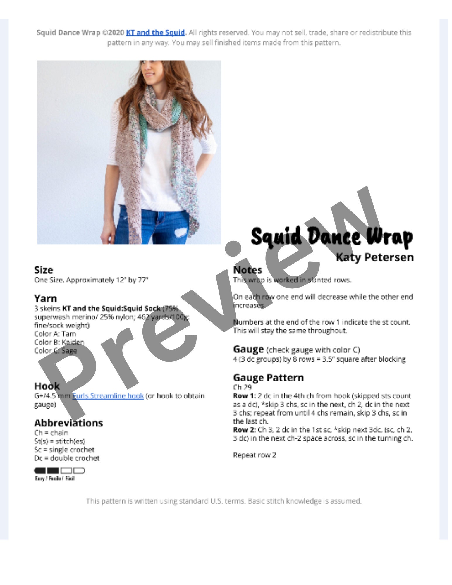 Squid Dance Crochet Wrap Pattern: Modern Bias Scarf (PDF Pattern) - Etsy