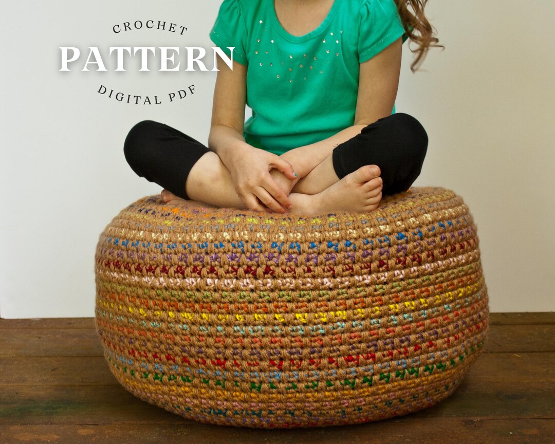 Crochet Pattern, Pouf Pattern, Crochet Foot Stool, Crochet Pouf, Bean ...