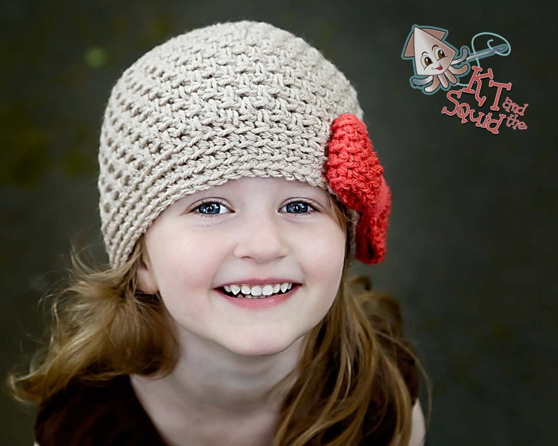 Girls Crochet Hat Pattern. Crochet Hat Pattern With Bow | Etsy
