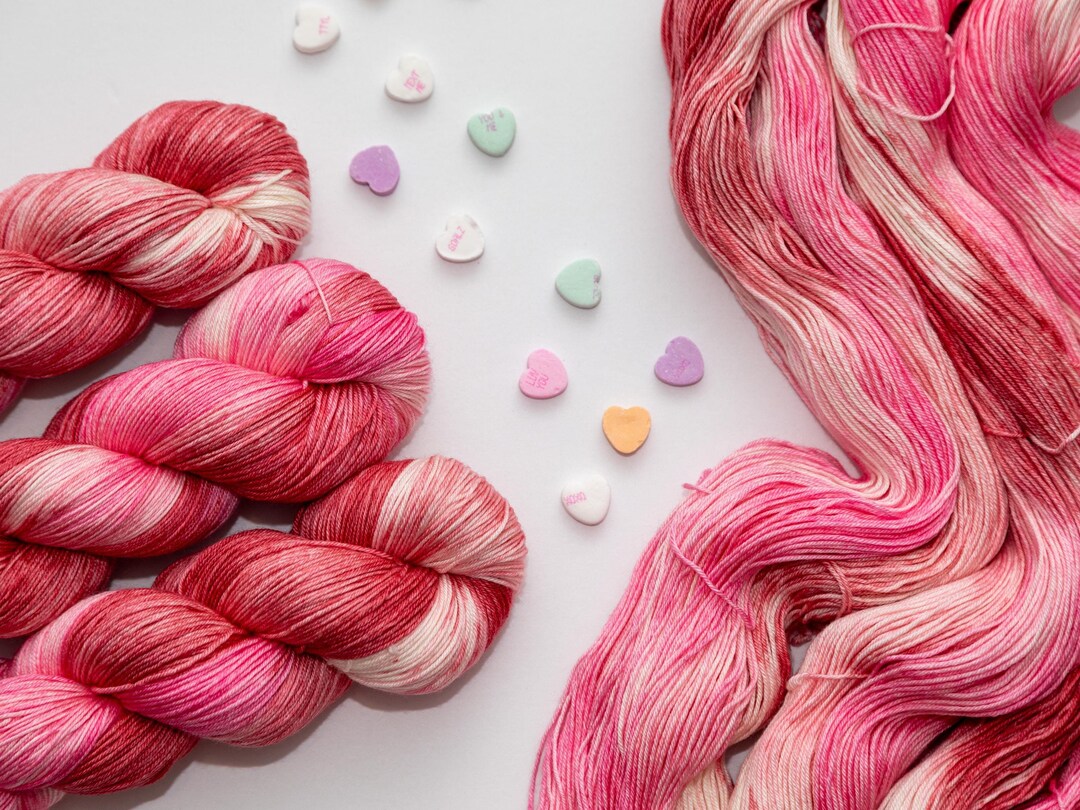 Hand Dyed Merino Silk Yarn: Red and Pink Valentine's Day - "sweetie ...