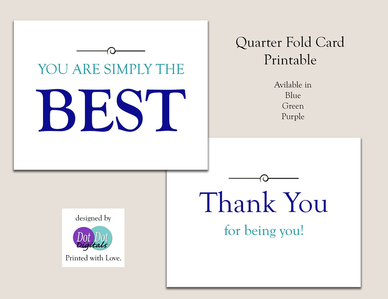 You Are Simply the Best Thank You Card PDF Printable - Etsy