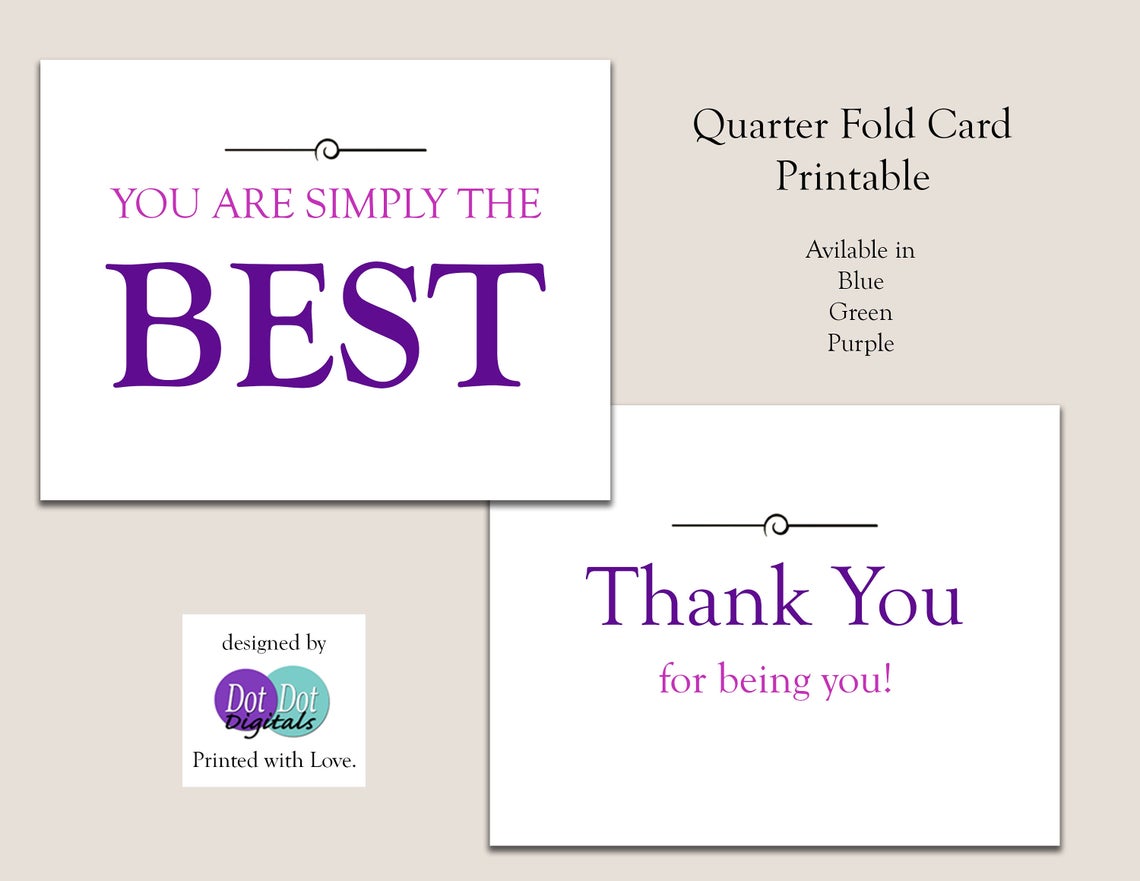 You Are Simply the Best Thank You Card PDF Printable - Etsy