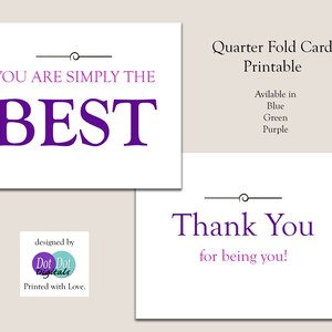 You Are Simply the Best Thank You Card PDF Printable - Etsy
