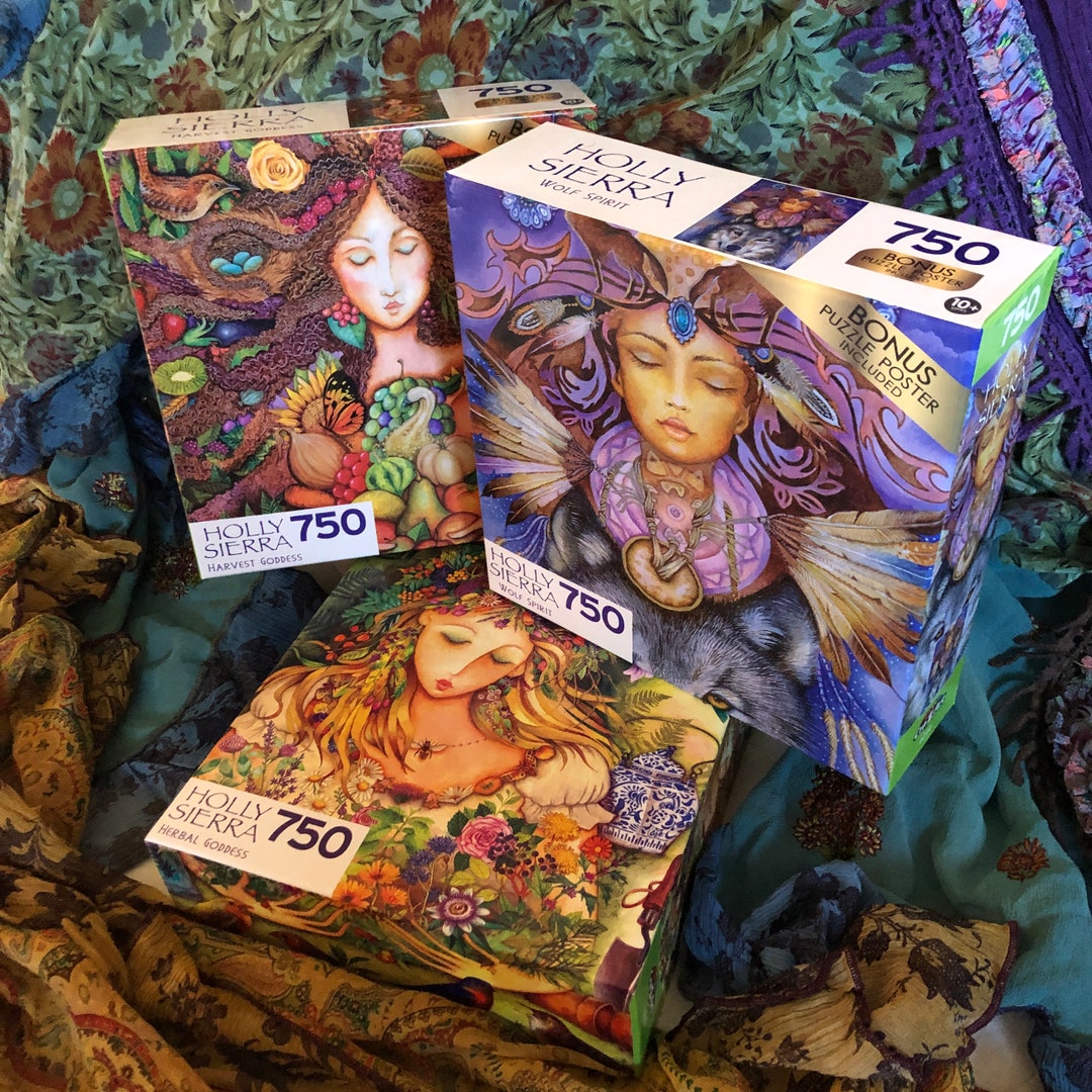 THREE Holly Sierra Puzzles - Fine Art Puzzles - Wolf Spirit - Harvest ...