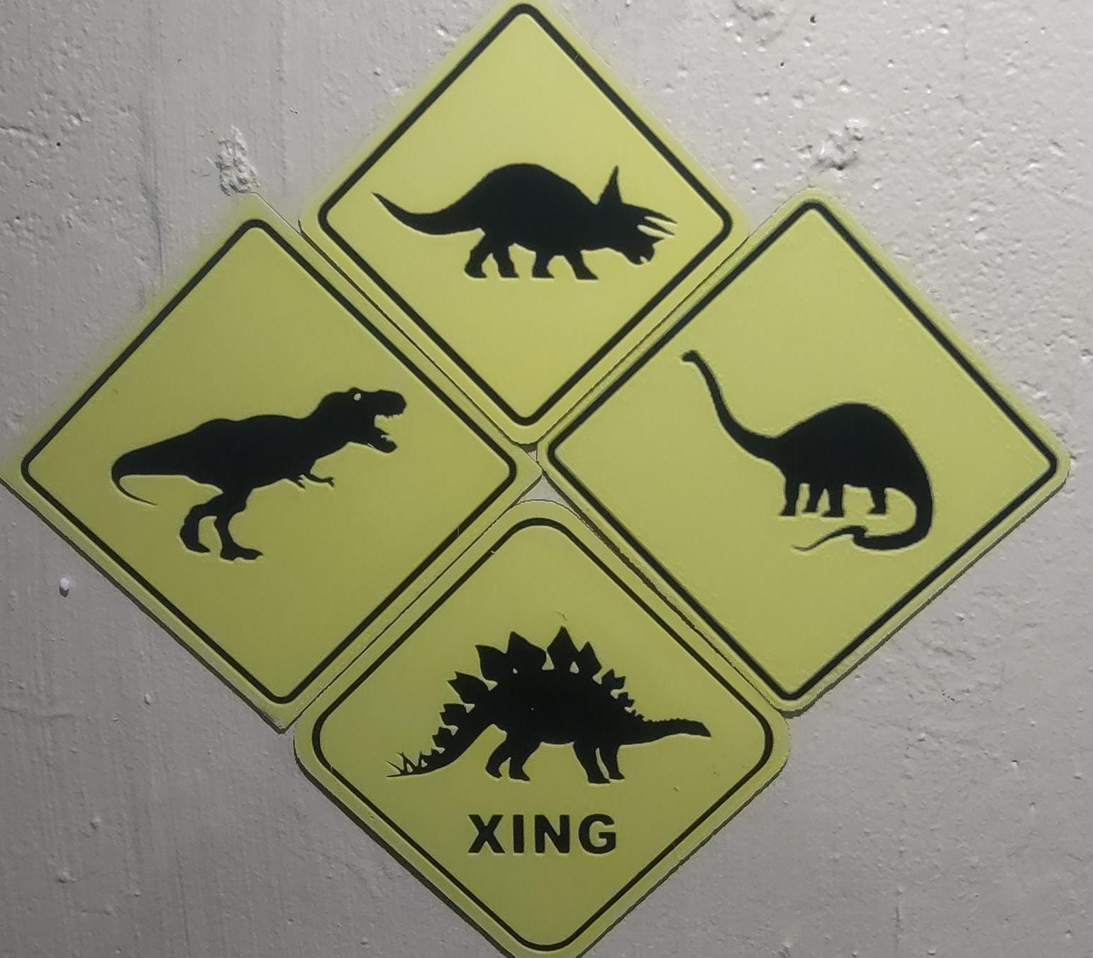 Dinosaur Caution Sign(s) - 3D Printed Hueforge - Etsy