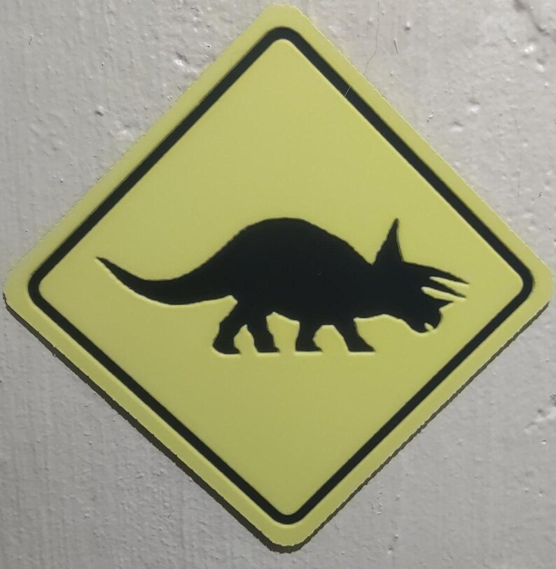 Dinosaur Caution Sign(s) - 3D Printed Hueforge - Etsy
