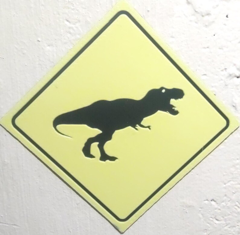 Dinosaur Caution Sign(s) - 3D Printed Hueforge - Etsy