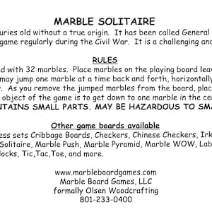 11" Marble Solitaire - Etsy
