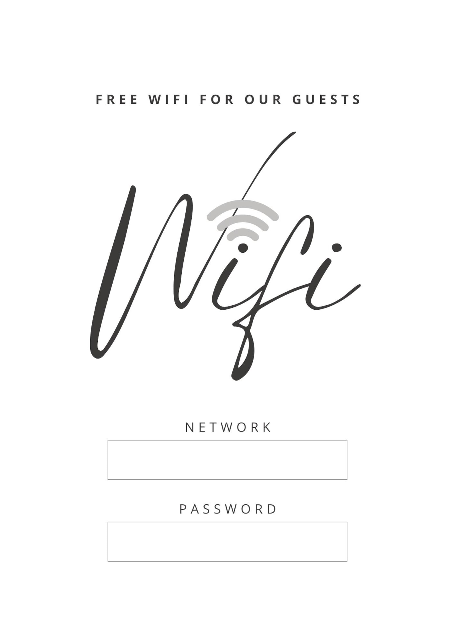 Airbnb Guest Room Wifi Sign, Editable Template (printable) - Etsy