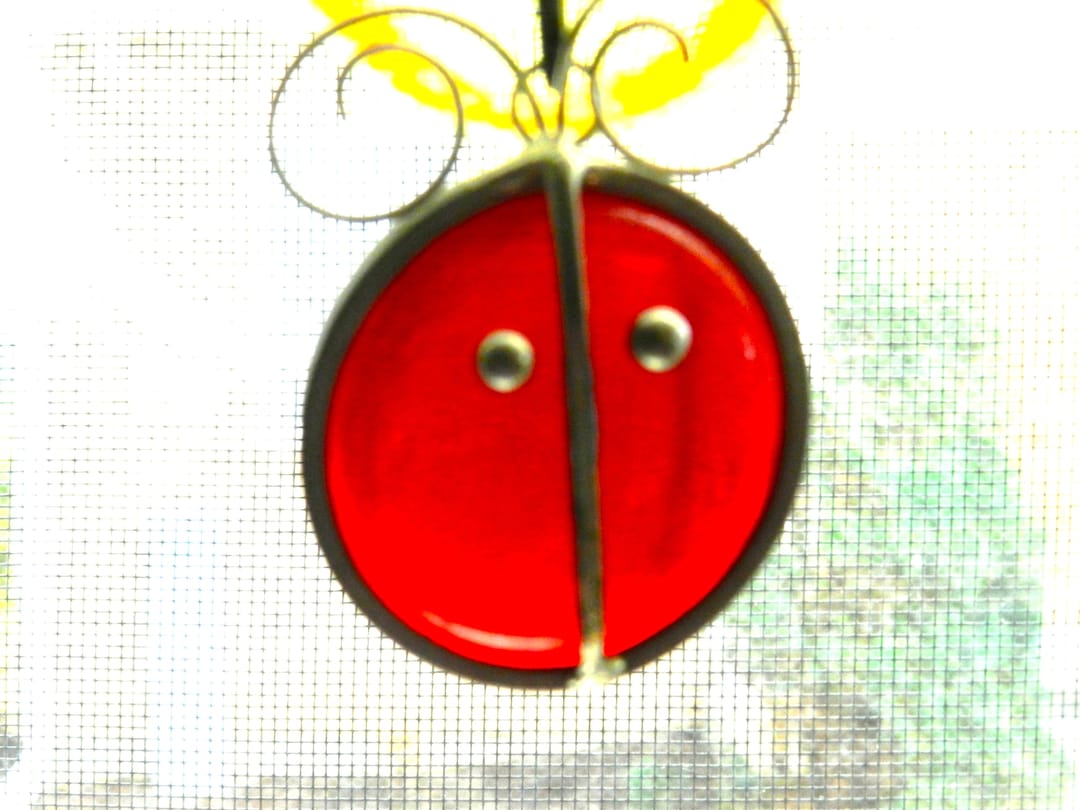 Vintage Stained Glass Lady Bugs Suncatcher 1980s Set of 2 - Etsy