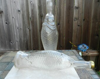Fish Bottle Clear Glass 1970s Antinori Fish Shaped Bottle Unusual ...