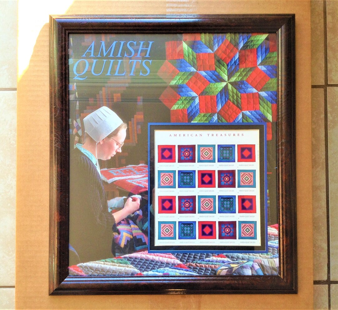 Framed Postage Stamp Art Featuring Amish Quilts 2001 - Etsy