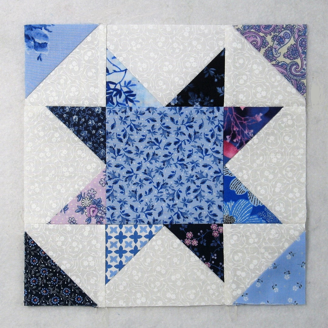 Keith's Star Block - Easy PDF Quilt Block Pattern - 9 Inch Block ...